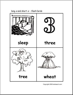 Long and Short E Vowel Sounds Flashcards – Abcteach
