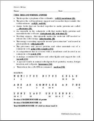 Worksheet: Cells (upper elem/middle) – Abcteach