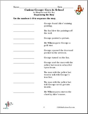 Curious George Goes to School (primary/elementary) Book I abcteach.com