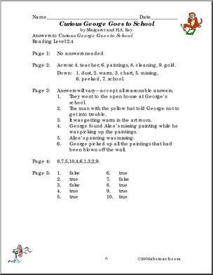 Curious George Goes to School (primary/elementary) Book I abcteach.com