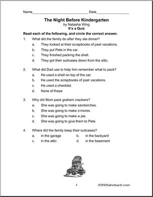 Book: The Night Before Kindergarten (primary) | Abcteach