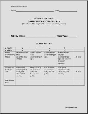Number the Stars (upper elem/middle) Book I abcteach.com