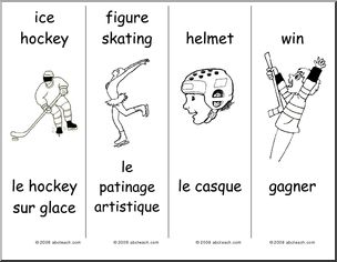 French: Marque-pages--les sports dÃ­hiver | Abcteach
