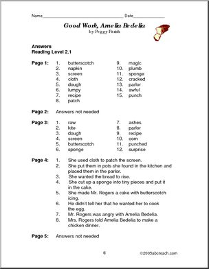 Good Work, Amelia Bedelia (primary/elem) Book I abcteach.com