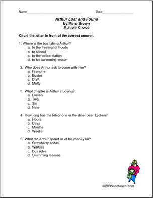 Arthur Lost and Found (elementary) Book I abcteach.com