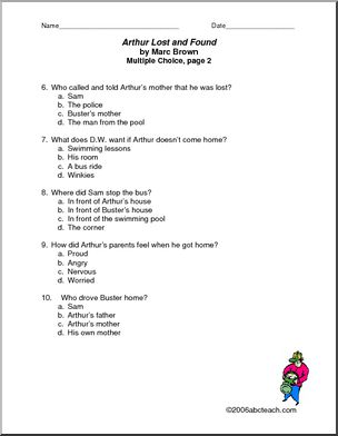 Arthur Lost and Found (elementary) Book I abcteach.com