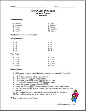 Arthur Lost and Found (elementary) Book I abcteach.com