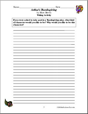 Arthur's Thanksgiving (elementary) Book I abcteach.com