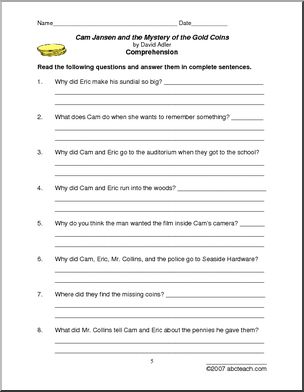 Cam Jansen and the Mystery of the Gold Coins (upper elem)' Book I ...