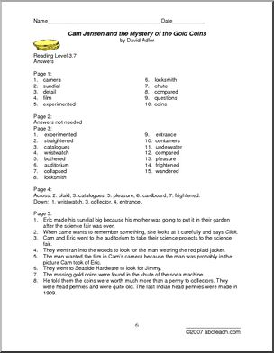 Cam Jansen and the Mystery of the Gold Coins (upper elem)' Book I ...