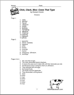 Click, Clack, Moo Cows that Type (primary, elementary) Book I abcteach.com