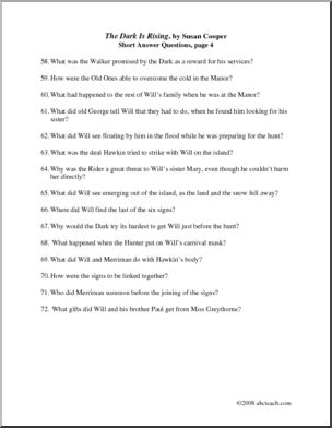 The Dark Is Rising (middle) Book I abcteach.com