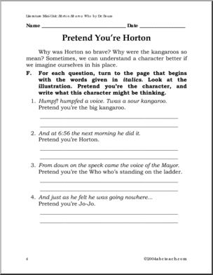 Dr. Seuss' Horton Hears a Who (primary/elem) Book I abcteach.com
