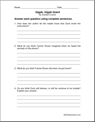 Book: Giggle, Giggle, Quack (primary) | Abcteach