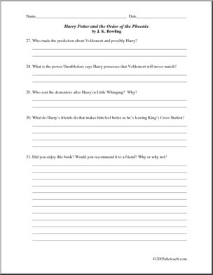 Book: Harry Potter 5, The Order of the Phoenix (upper elem/middle ...