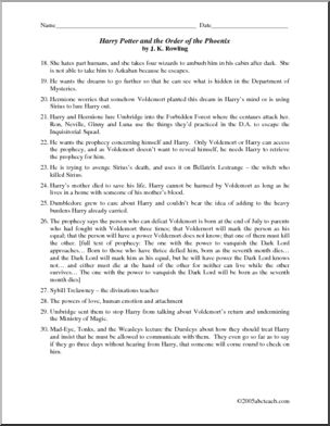 Book: Harry Potter 5, The Order of the Phoenix (upper elem/middle ...