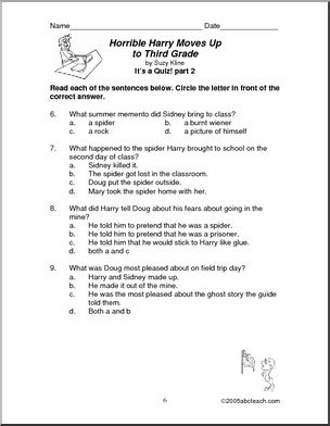 Horrible Harry Moves Up to Third Grade (elementary) Book I abcteach.com