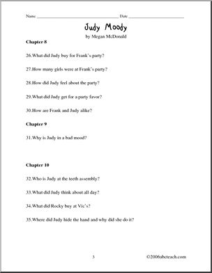 Judy Moody (elem/upper elem) Book I abcteach.com