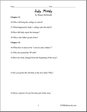 Judy Moody (elem/upper elem) Book I abcteach.com