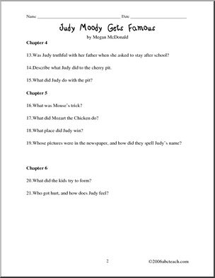 Judy Moody Gets Famous (elem/upper elem) Book I abcteach.com