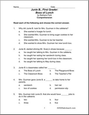 Book: Junie B., First Grader: Boss of Lunch (primary) – Abcteach