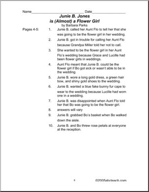 Book: Junie B. Jones is (Almost) a Flower Girl (primary) – Abcteach