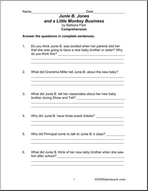 Book: Junie B. Jones and a Little Monkey Business (primary) – Abcteach