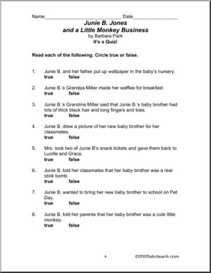 Book: Junie B. Jones and a Little Monkey Business (primary) – Abcteach