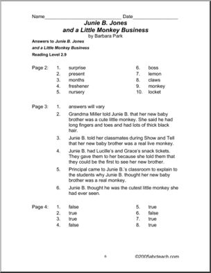 Book: Junie B. Jones and a Little Monkey Business (primary) – Abcteach