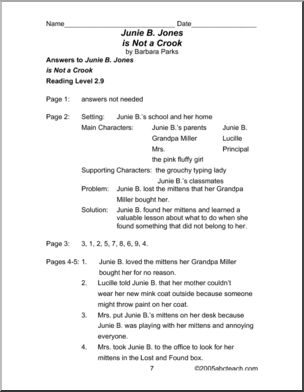 Book: Junie B. Jones is Not a Crook (primary) | Abcteach