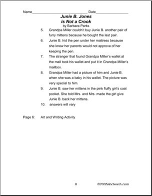 Book: Junie B. Jones is Not a Crook (primary) | Abcteach