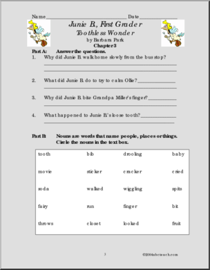 Junie B. , Toothless Wonder (primary) Book I abcteach.com