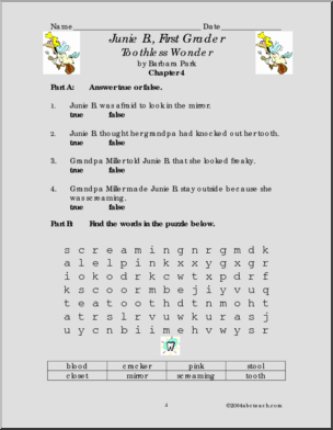 Junie B. , Toothless Wonder (primary) Book I abcteach.com