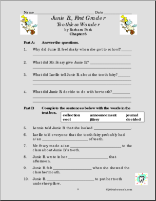 Junie B. , Toothless Wonder (primary) Book I abcteach.com