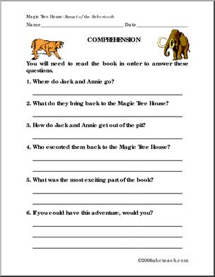 Sunset of the Sabertooth (primary/elementary) Book I abcteach.com