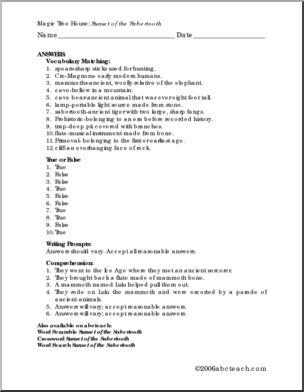 Sunset of the Sabertooth (primary/elementary) Book I abcteach.com