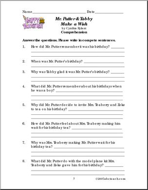 Book: Mr. Putter and Tabby Make a Wish (primary/elem) – Abcteach