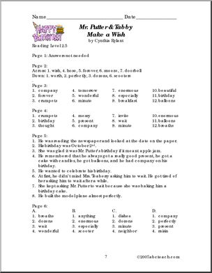 Book: Mr. Putter and Tabby Make a Wish (primary/elem) – Abcteach