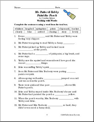 Book: Mr. Putter and Tabby Paint the Porch (primary/elem) | Abcteach