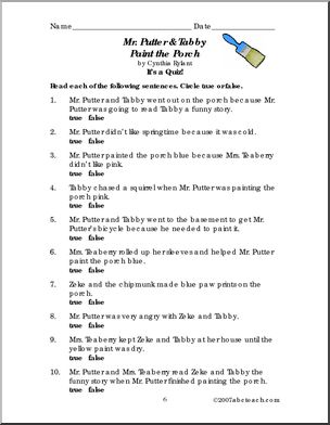 Book: Mr. Putter and Tabby Paint the Porch (primary/elem) | Abcteach