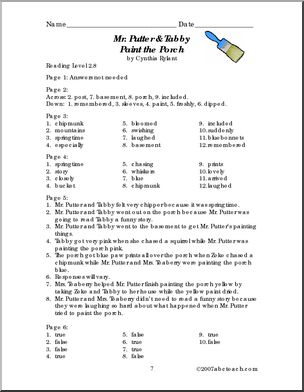 Book: Mr. Putter and Tabby Paint the Porch (primary/elem) | Abcteach