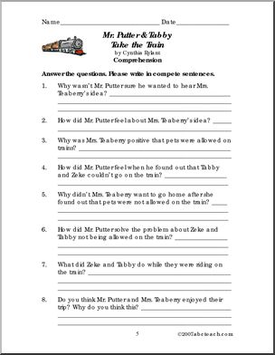 Book: Mr. Putter and Tabby Take the Train (primary/elem) – Abcteach