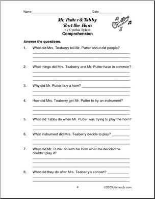 Book: Mr. Putter and Tabby Toot the Horn (primary) | Abcteach