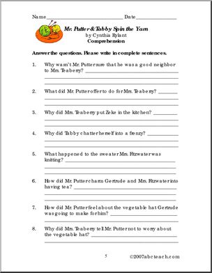 Book: Mr. Putter and Tabby Spin the Yarn (primary/elem) | Abcteach