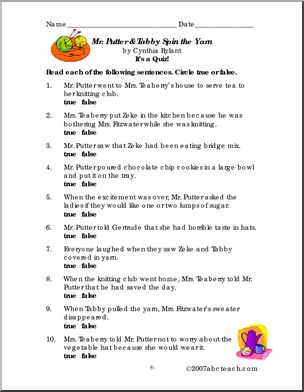 Book: Mr. Putter and Tabby Spin the Yarn (primary/elem) | Abcteach