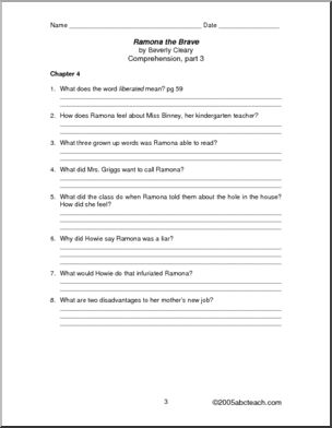 Book: Ramona the Brave (upper elementary) – Abcteach