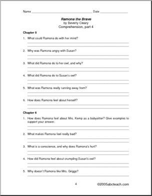 Book: Ramona the Brave (upper elementary) – Abcteach