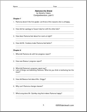 Book: Ramona the Brave (upper elementary) – Abcteach