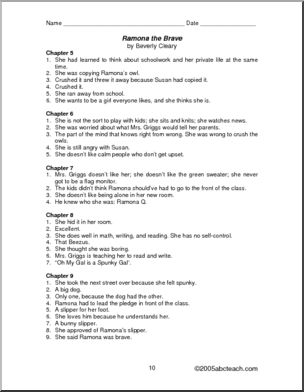 Book: Ramona the Brave (upper elementary) – Abcteach