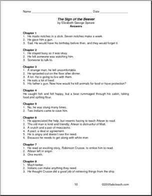 Sign Of The Beaver Worksheets